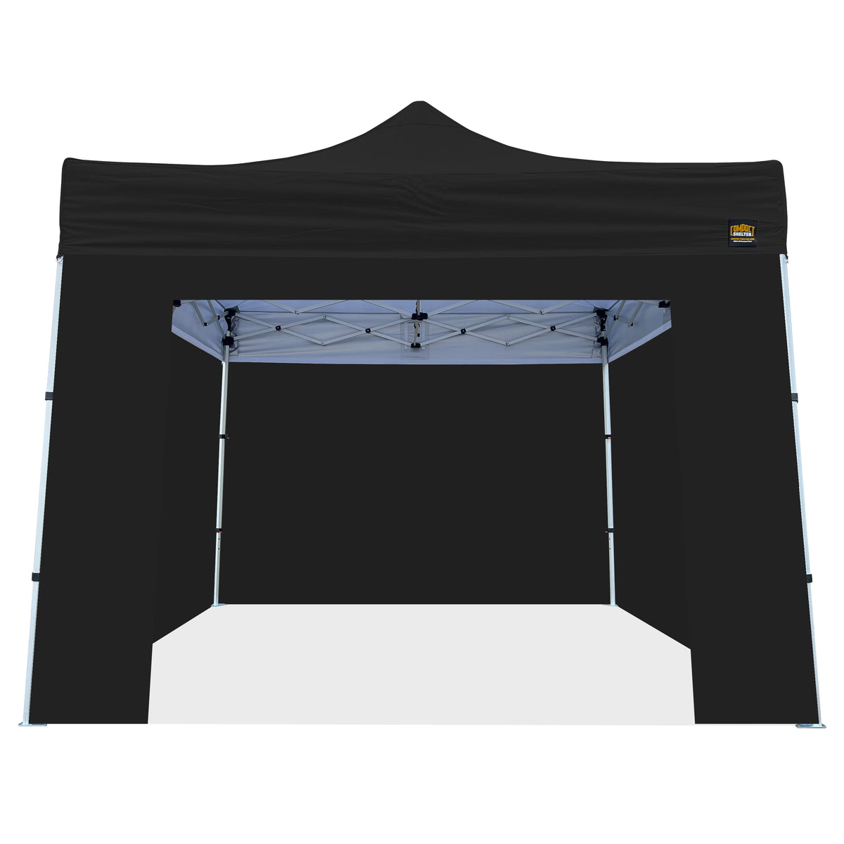 Enclosed Black Pop Up Tent with Zippered Door Wall