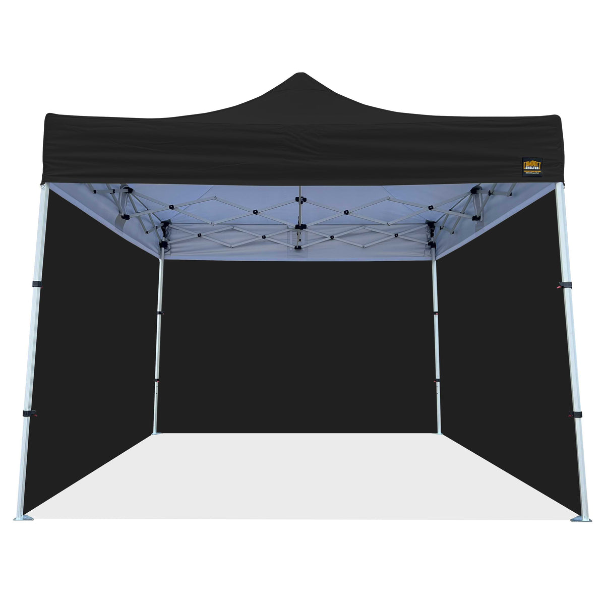 Enclosed Tent Bundle with Black Canopy and 3 Walls – Compact Shelter